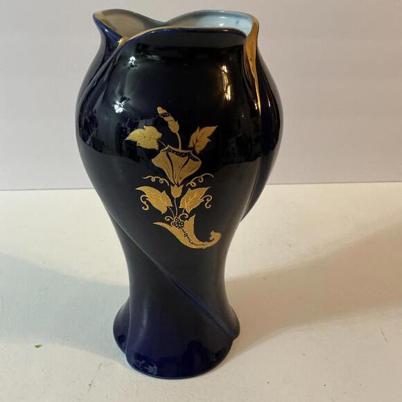 Accents | Vintage Cobalt Blue Apulum Porcelain Vase Gold Trim And ...